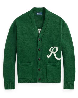 Ralph Lauren Strickjacke mit Leinenanteil und Ralph-Schriftzug auf R&uuml;cken in