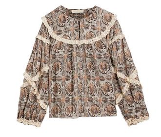 Ulla Johnson Brown Edith Printed Blouse Size M