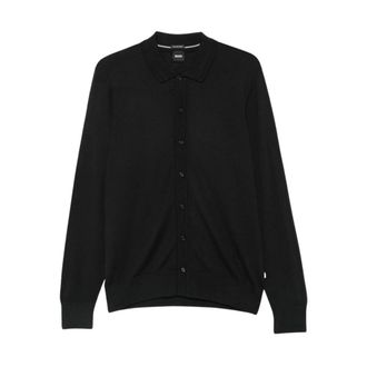 HUGO BOSS Cardigan en Laine Boutonn&eacute;e - Homme - Pulls - Noir - Taille: XL