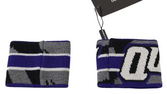 Dolce & Gabbana Mens Purple Logo Two Piece Set Wristband Wool Accessory