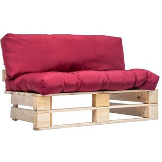 vidaXL Outdoor-Sofa Paletten mit Kissen in Rot Kiefernholz vidaXL