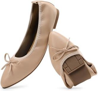 Dream Pairs Chaussures plates d&eacute;contract&eacute;es &agrave; bout pointu pour femme, nude, 38.5 EU