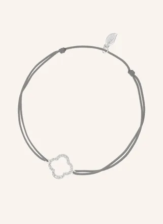 Leaf Freundschaftsarmband Clover Aus 18 Karat Wei&szlig;gold Mit Diamanten grau