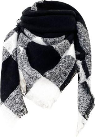 Generic &Eacute;charpe Homme Bleu &Eacute;l&eacute;gant &agrave; Carreaux New Thorn &Eacute;charpe Carr&eacute;e pour Femme &Eacute;charpe Triangle &agrave; Carreaux pour Femme &Eacute;charpe Cachemire Noir Femme, Blanc.,