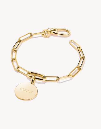 Thomas Sabo Connect - Bracelet charm &agrave; maille trombone en plaqu&eacute; or - Dor&eacute;