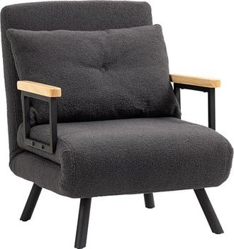 HOMCOM Canap&eacute;-lit 1 Place Canap&eacute;-lit Pliant rembourr&eacute; en Velours avec Dossier r&eacute;glable &agrave; 5 Niveaux et Oreiller rembourr&eacute; pour Le Bureau, la Chambre &agrave; Coucher