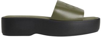 Calvin Klein Damen Flatf SNDL LTH Mg Hw0hw03026 Flache Sandalen, Green (Deep Lichen Green), 40 EU
