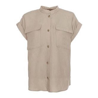 Woolrich Femme, Blouses et Chemises, Beige, Taille: 38 FR Chemise Oversize en Lin M&eacute;lang&eacute;