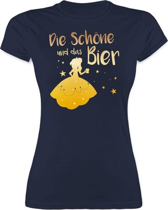 Shirtracer Shirt Damen - JGA Junggesellenabschied Frauen - Die Sch&ouml;ne und das Bier - XXL - Navy Blau - biershirt t-Shirts junggesellinnenabschied Bachelorette Pa