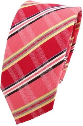 TigerTie &eacute;troit Designer cravate rouge lachsorange jaune gris blanc ray&eacute; - Tie
