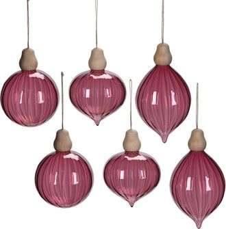 Matches 21 Weihnachtsbaumschuck 6er Set Weihnachtskugeln aus Glas - Roter Christbaumschmuck Deko Fensterdeko Weihnachtsbaumschmuck zum Aufh&auml;ngen - Ausgefallene W