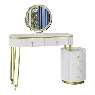 Vicco Coiffeuse Charl&egrave;ne, Blanc, 100 cm avec miroir led