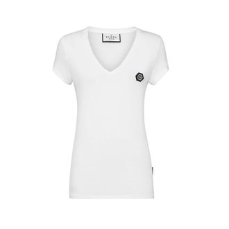 Philipp Plein Femme, Tops, Blanc, Taille: 38 FR T-Shirt Élégant