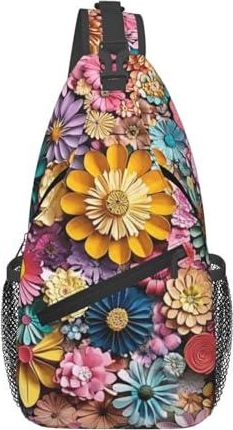 Generic Sac &agrave; bandouli&egrave;re color&eacute; en polyester avec fleurs en papier pour homme