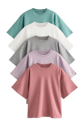 Next T-Shirt Kastige T-Shirts 100 % Baumwolle, 5 Stk. (5-tlg)