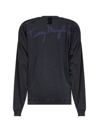 MUGLER Batwing Sleeve Cotton Sweatshirt - Black