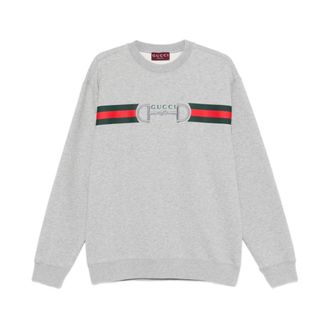 Gucci Cotton Jersey Sweatshirt mit Print - - Sweatshirts & Hoodies - Herren - Grau - M
