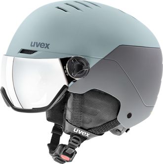 Uvex Wanted Visor - robuster, stylischer, optimal belüfteter Skihelm mit beschlagfreiem Visier für Damen und Herren - Glacier - Rhino matt - 54-58 cm