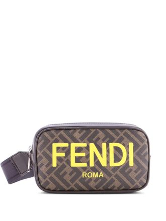 Fendi Logo Camera Case Bag Zucca Coated Canvas Medium crossbody bag - Marron