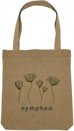Fabulous Sac Shopping Tote Bag Aspect Lin - Nymphea N&eacute;nuphar Fleurs Minimaliste Chic Amour - Sac de Courses Toile Epaisse 360g Beige Naturel Cabas Port&eacute; Epaule