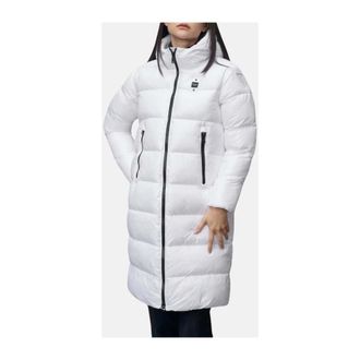 Blauer Langer karierte Parka mit Kapuze - - Coats - Damen - Wei&szlig; - S