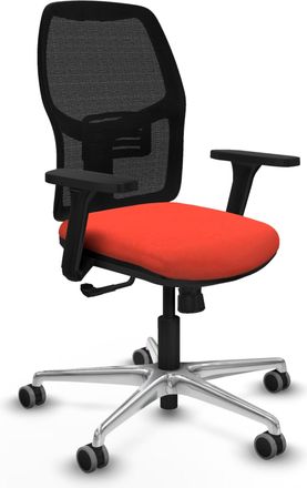 Piqueras y Crespo Alfera Lendenwirbelst&uuml;tze mit 3D-Armlehnen, ausgestattet mit Sincro 4 Positionen und Schneideschaum, mit Rollen 65 mm, Parkett, Schwarz/Dunkelorange