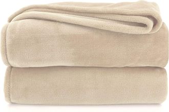 Heimtexland Kuscheldecke flauschig Flanell Wohndecke warm Oekotex Tagesdecke Überwurf Sofadecke fusselfrei Fleecedecke Super Soft XXL Decke 220x240 cm Typ380 Sand