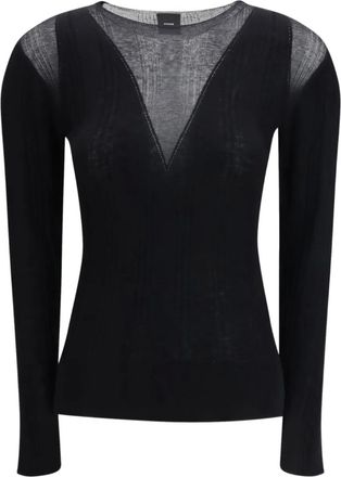 Pinko sheer ribbed top - Schwarz