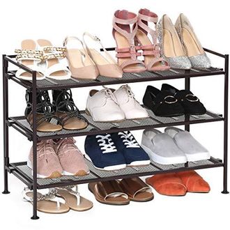 Seville Classics Allzweck und Schuhregal mit 3 Böden, Bronze, Metal, 67,3 x 31 x 48,5 cm (LxBxH)