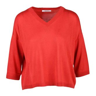 KANGRA Femme, Pulls, Rouge, Taille: 36 FR Pull Col en V