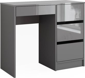 Vicco Schreibtisch Sherry, Arbeitstisch f&uuml;r das B&uuml;ro, Grau Hochglanz, 90 x 40 cm mit Schubladen