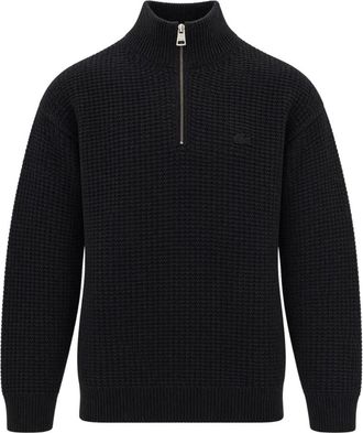 Lacoste Pull col zipp&eacute; en laine - Homme - Sweatshirts et sweats &agrave; capuche - Noir - Taille: XL