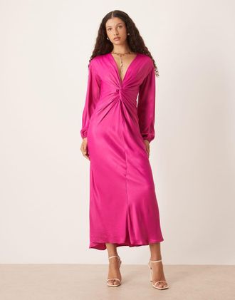 Nobody's Child Adina - Robe longueur mollet nouée devant - Rose