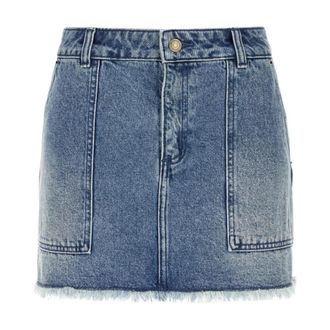 Michael Kors Mini-jupe en jean effiloch&eacute;e - Femme - Jupes - Bleu - Taille: 40 FR