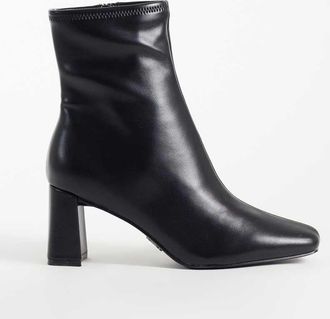 Steve Madden Hurst Mid-Ankle-Stiefel mit Blockabsatz aus schwarzem Leder