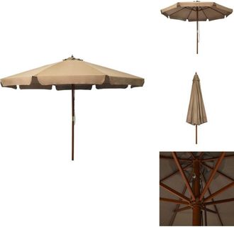 vidaXL Parasol dext&eacute;rieur avec m&acirc;t en bois 330 cm Taupe - Parasol Exterieur - Parasol Jardin - Parasol Bois - Parasol Taupe - Parasol Rectangulaire