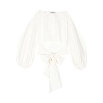 Del Core Popeline Bootshals Top - - Blouses & Shirts - Damen - Wei&szlig; - XS