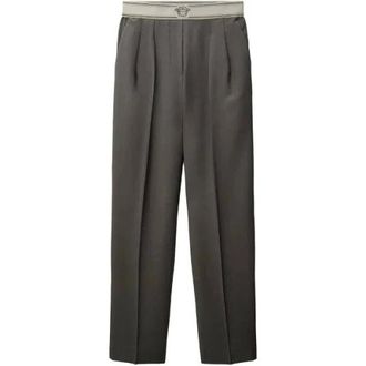 Versace Pantalon droit en laine et mohair - Femme - Pantalons - Gris - Taille: 38 FR