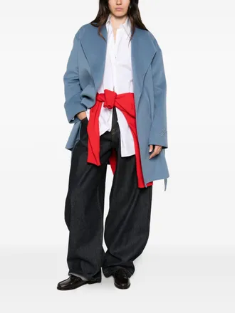 Emporio Armani Wool and Cashmere Wrap Coat - Blue