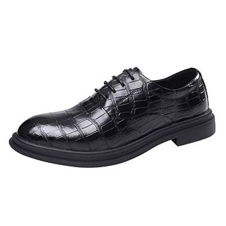 Generic Chaussures de mariage classiques &agrave; lacets pour homme - Bout pointu - En cuir - Talon bloc - Antid&eacute;rapantes - Pour le bureau et les loisirs, Noir, 42 2