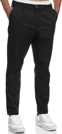 Indicode Herren Cunningham Stoffhose aus Baumwolle & Leinen | Herrenhose Freizeithose M&auml;nner Black, XL