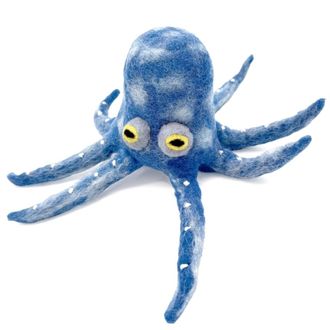 NEPALAYA Artisan Community - EW-261 - Eierwärmer, Oktopus, blau, Filz, Handarbeit, 9cm x 8,5cm x 9cm