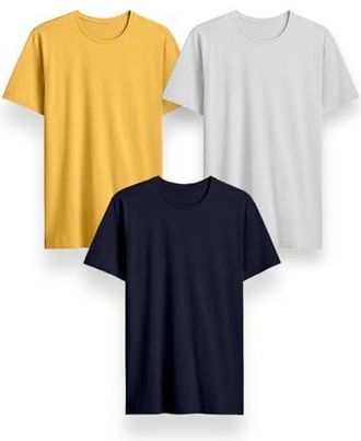 Generico T-Shirt Easy Fit, Lot de 5 T-Shirts pour Homme, Manches Courtes, 100% Coton, Coupe Regular, Unisexe, D&eacute;contract&eacute; - Gym - Sportif - Urbain, Medium