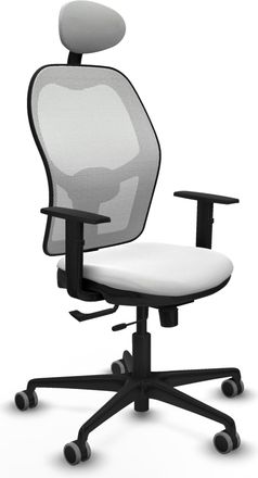 Piqueras y Crespo Schreibtischstuhl, wei&szlig;, mit 1D-Armen, h&ouml;henverstellbare Lendenwirbelst&uuml;tze und festes Kopfteil, ausgestattet mit Syncro/Traslack und eingespritztem S