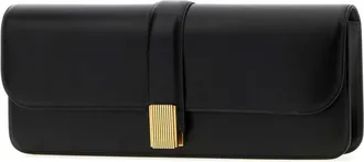 Khaite Womens Black Leather Blake Clutch Cotton Borse A Mano