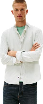 Tommy Jeans Herren Hemd Stripe Oxford Slim Fit, Gr&uuml;n (Cloudy Jade Stripe), L