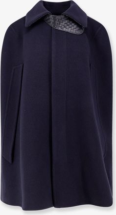 Bottega Veneta Wool and cashmere cape with Intrecciato leather detail - BOTTEGA VENETA - gender_Woman