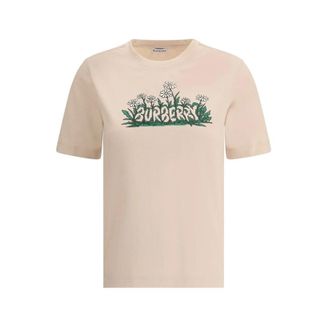 Burberry T-Shirt aus Baumwolle mit Monogramm-Print - - Tops - Damen - Rosa - XS