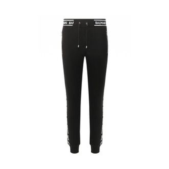 Balmain Schwarze Baumwoll-Jogginghose mit Kordelzug - - Trousers - Herren - Schwarzk - S