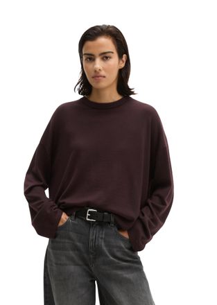 Marc O'Polo Strickpullover MARC OPOLO aus weicher Merinowolle, Damen, Gr. XXL, schwarz cherry, Obermaterial: 98% Schurwolle, 2% Polyamid, unifarben, Rundhals, Pul
